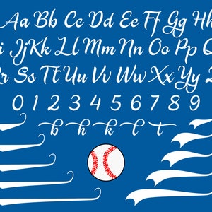 Baseball Font With Tail Baseball Font TTF SVG and Text Tails Baseball ...