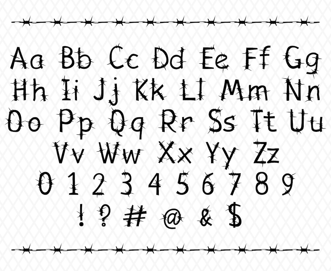 Barbed Wire Font Barb Wire Font Barbed Wire Letters Font Thick Barbed ...