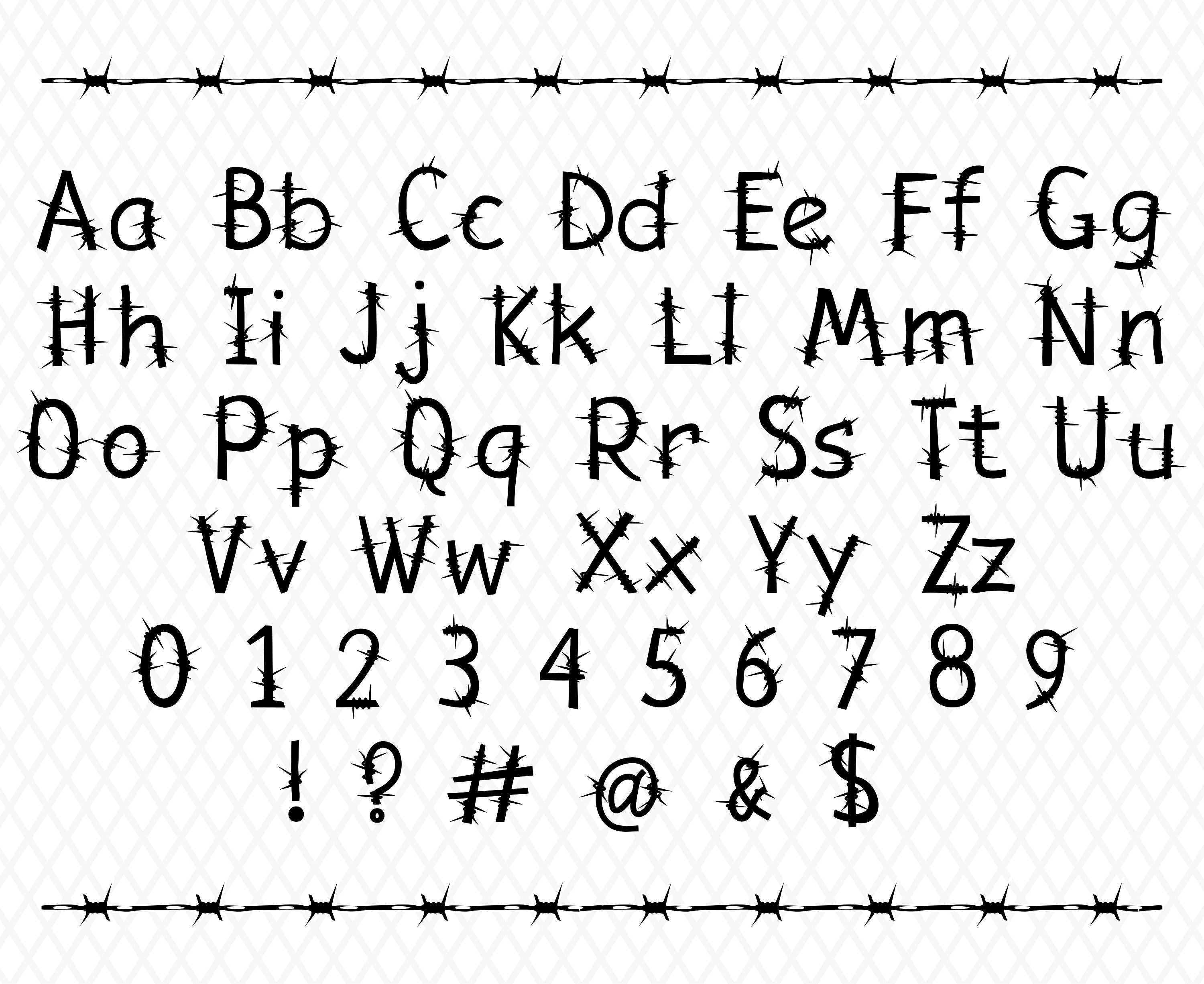 Barbed Wire Font Barb Wire Font Barbed Wire Letters Font Thick Barbed ...