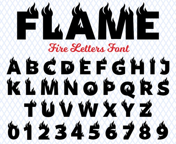 Flame Font Fire Font Fire Letters Fonts Ttf Svg Png Files | Etsy UK