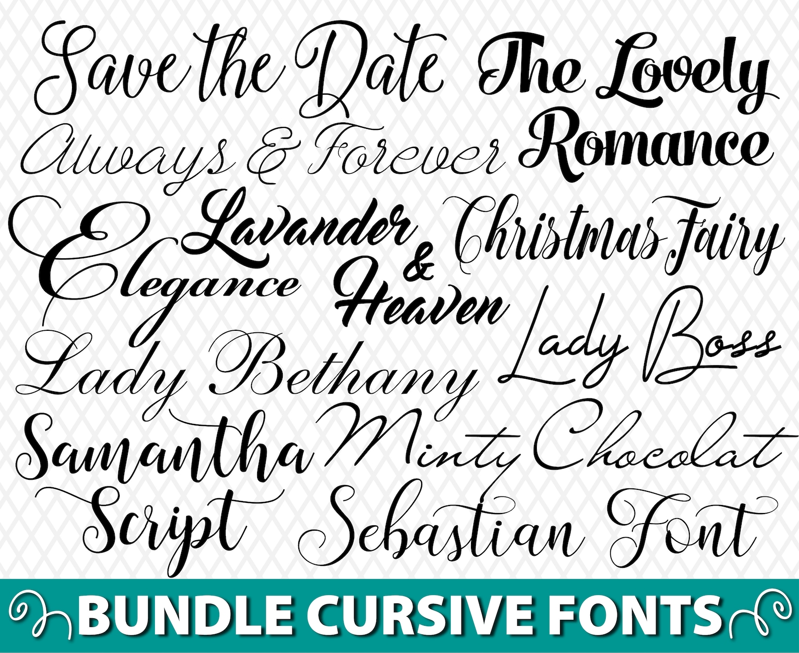 Bundle Fonts TTF SVG Files Cursive Fonts Bundle Wedding Fonts Bundle ...
