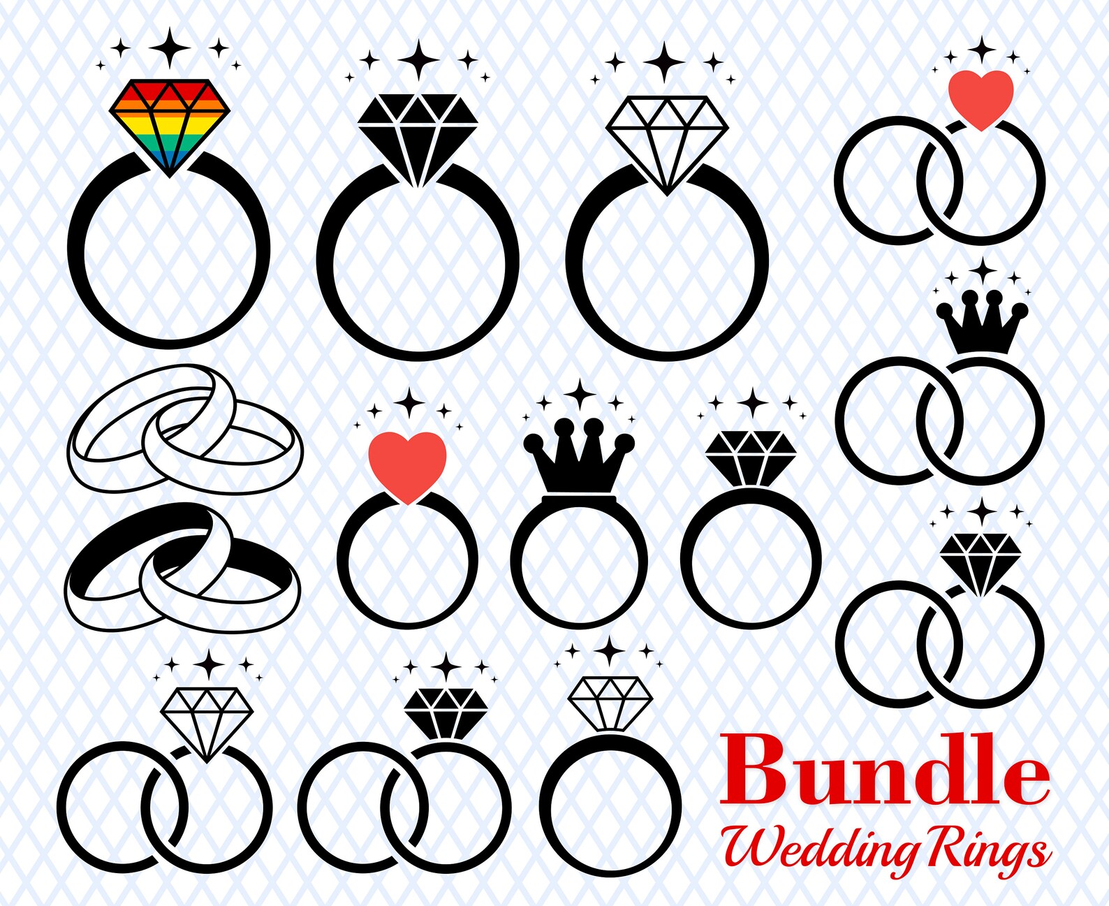 Wedding Rings Svg Diamond Rings Svg Wedding Finger Svg Engagement Rings ...
