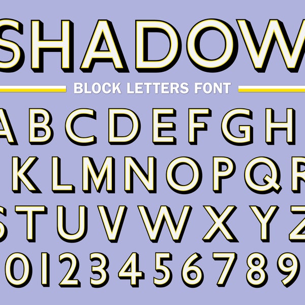 Block Shadow Font - Etsy