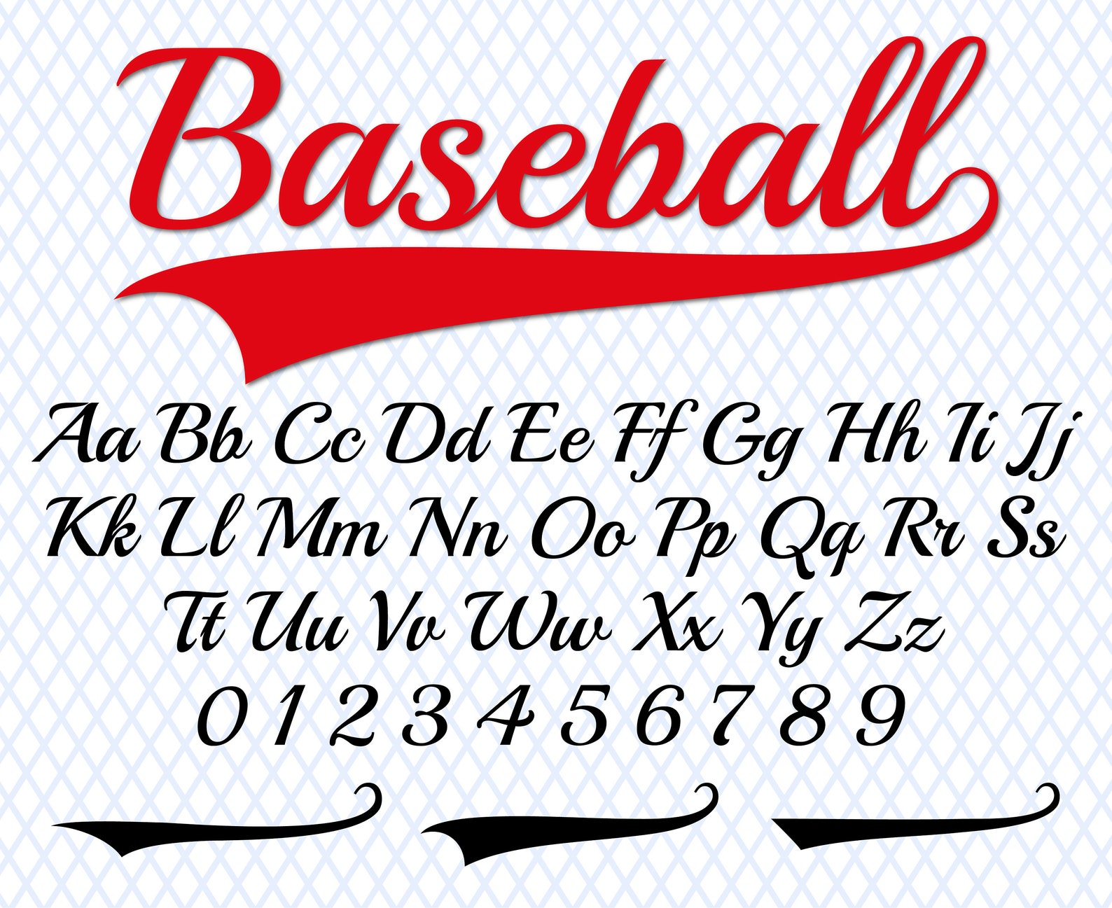 Baseball Font With Tails Baseball Script Font Baseball Font TTF SVG PNG ...