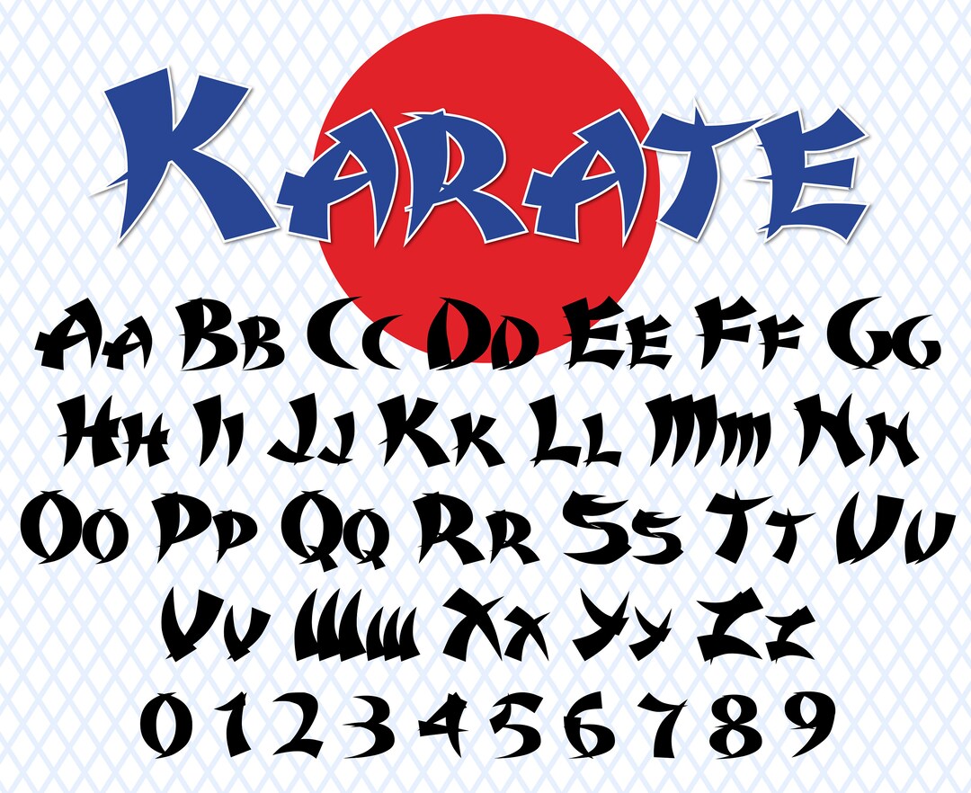 Karate Font TTF SVG Files Karate Letters Font Karate Alphabet Ying Yang ...