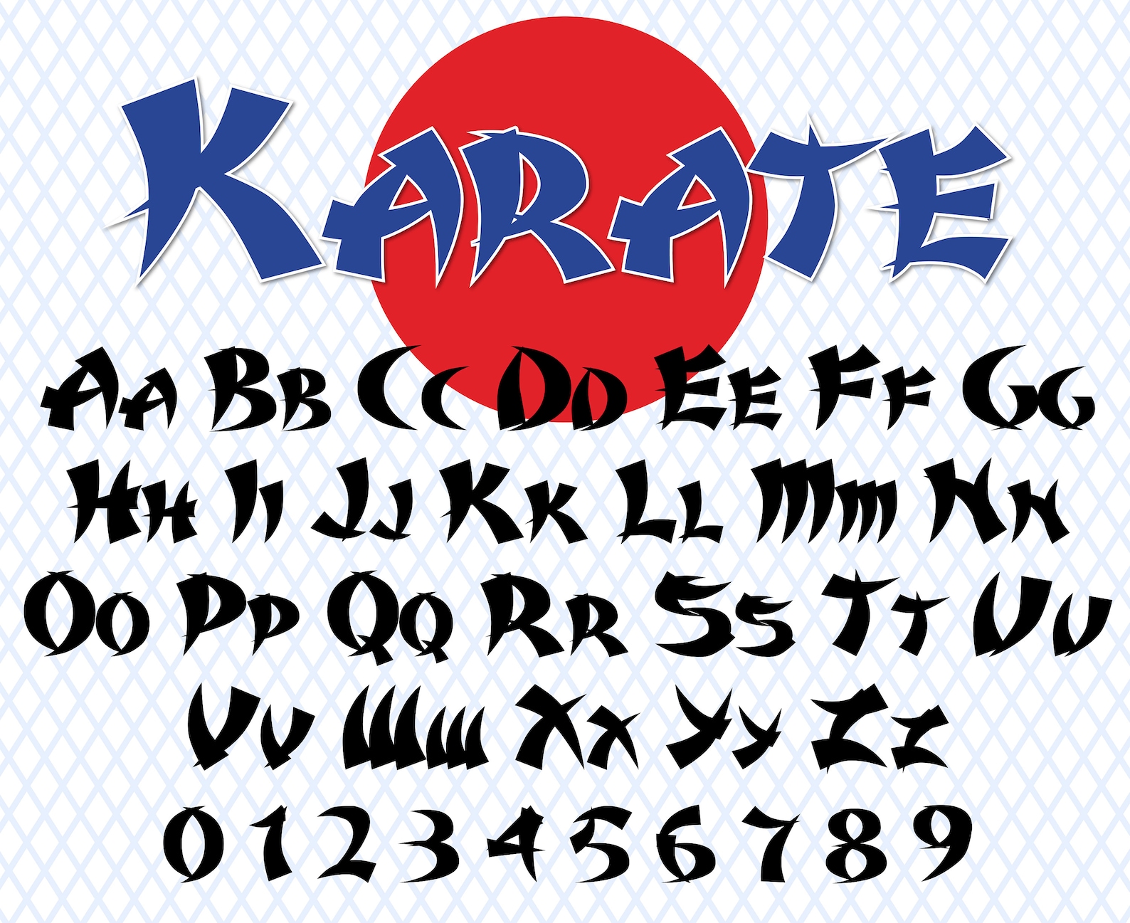 Karate Font TTF SVG Files Karate Letters Font Karate Alphabet Ying Yang ...