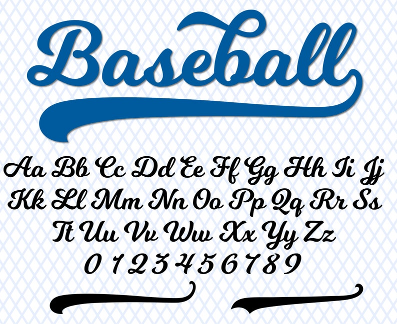 Fuente de béisbol con fuente de béisbol de cola TTF SVG PNG y texto ...