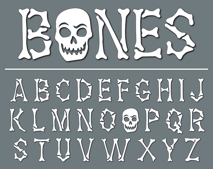 Bones Font Skull Font Skeleton Font Black Bones Font Bone Letters Font ...