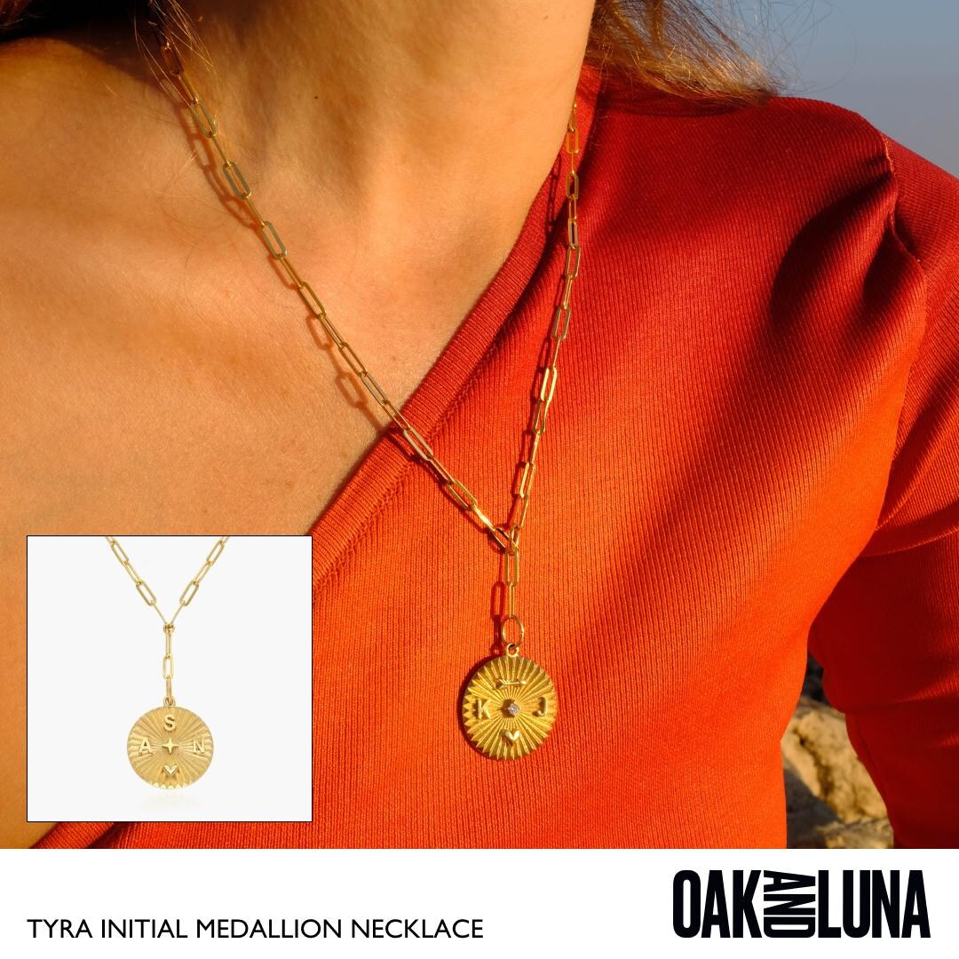 Tyra Initial Medallion Necklace | Oak and Luna | Gold Vermeil With ...