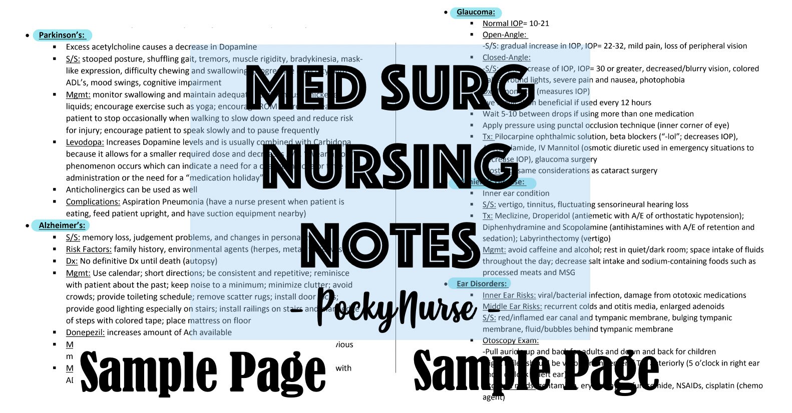 Medical Surgical Nursing Notes | (55) Pages PDF Study Guide - Etsy