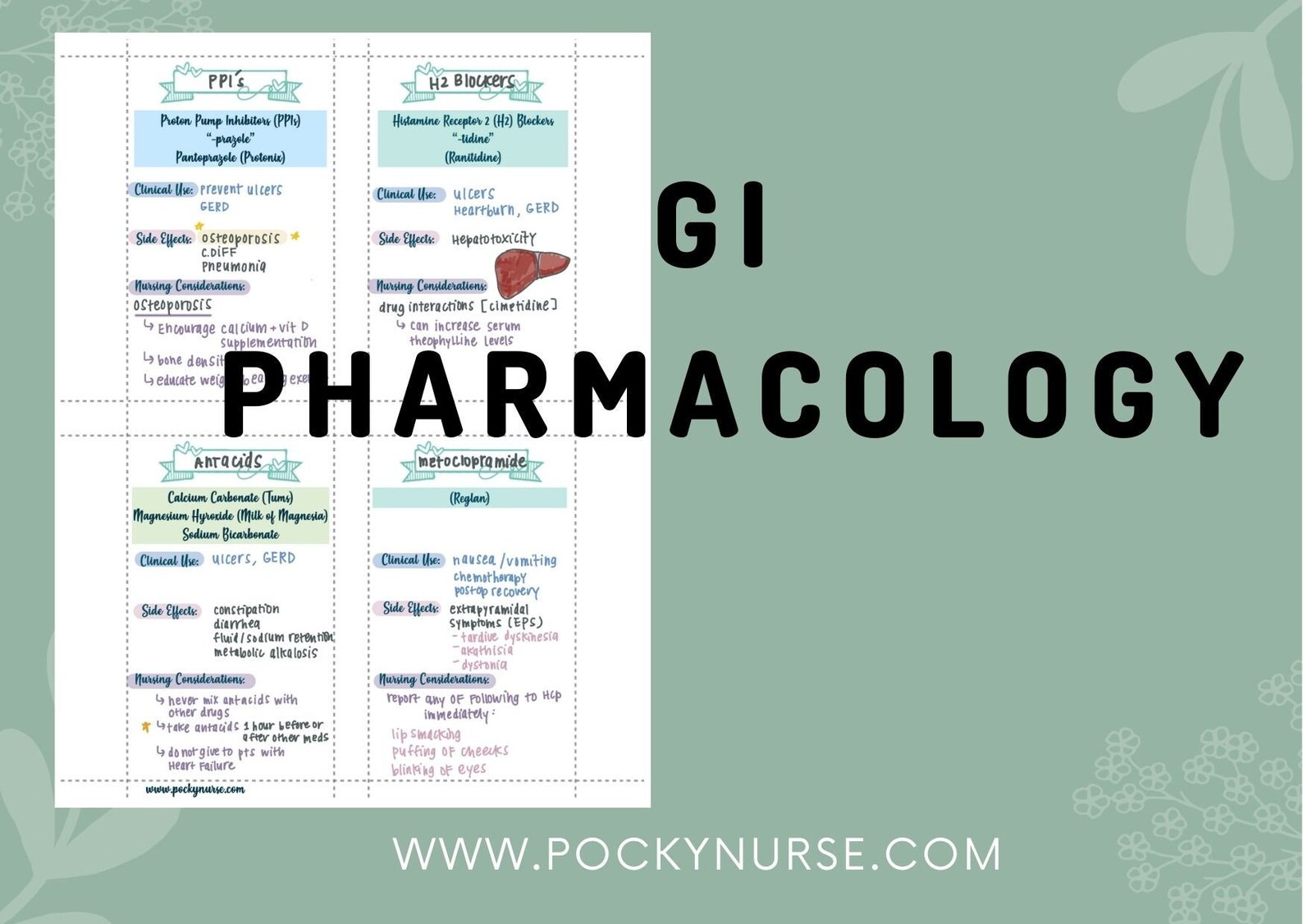 GI Pharmacology Flashcards for Nursing Gastrointestinal GI | Etsy