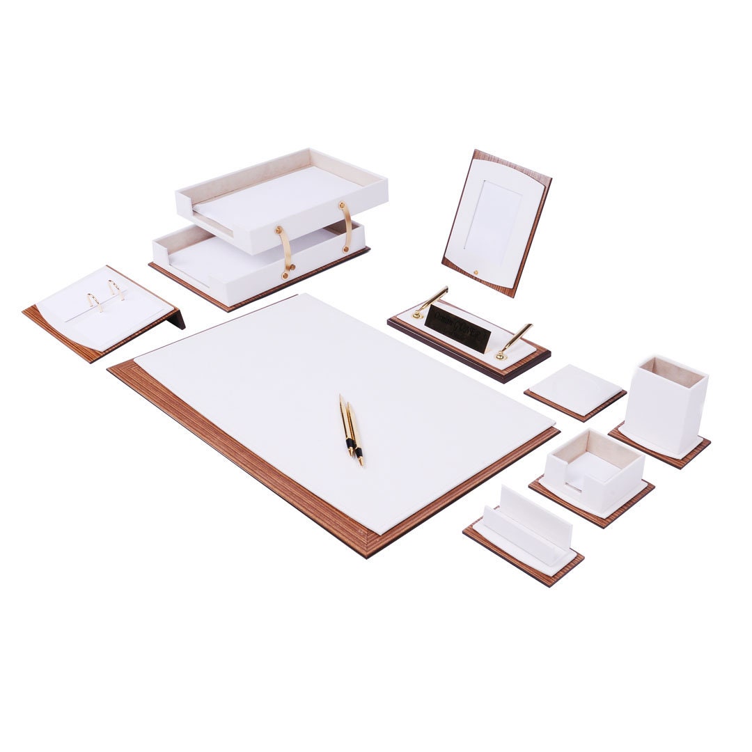 Leather Desk Set Gift for Your Love Office Supplies Covered Lux Leather ...