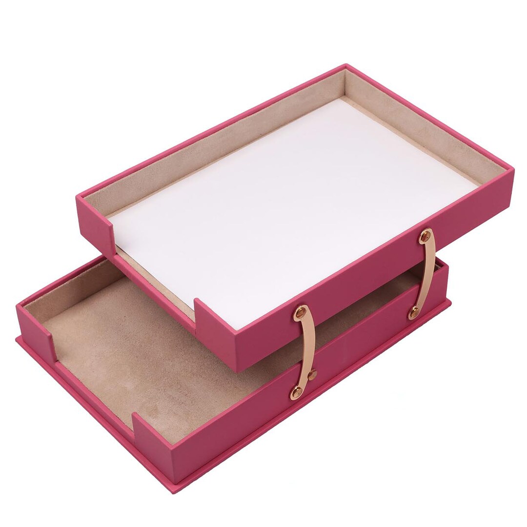 Double Document Tray Document Shelf Foldable Docment Tray Pink Document ...