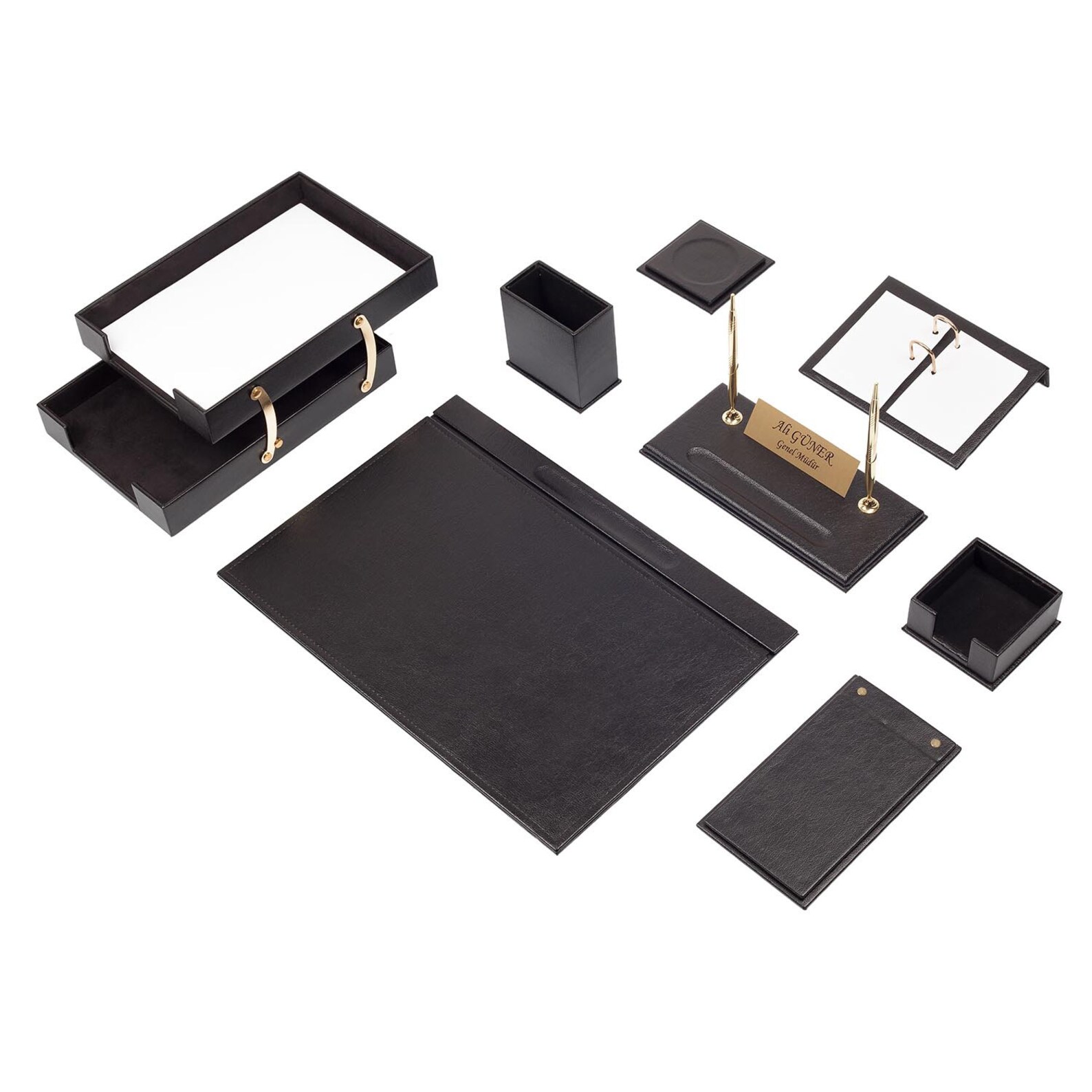 Luxury Leather Desk Set 10 Accessories - Etsy