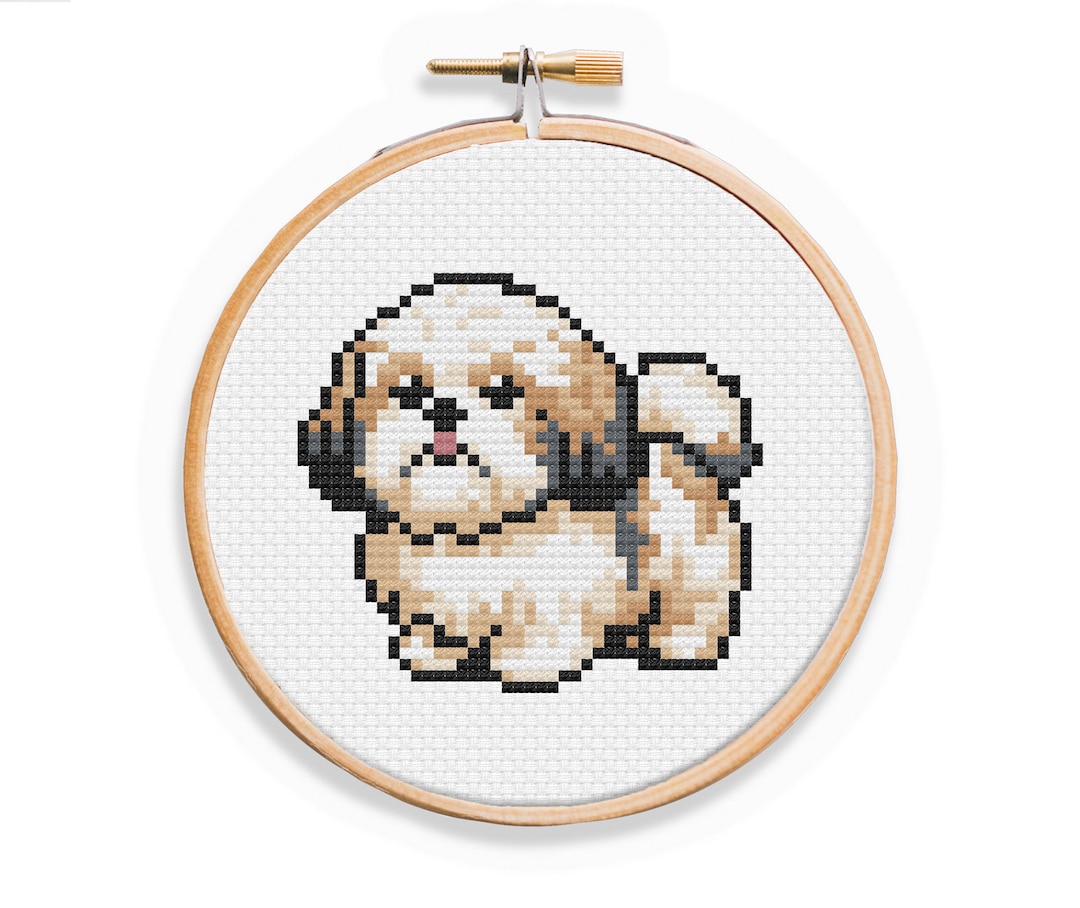 Shih Tzu Cross Stitch Pattern Tiny Cute Shihtzu Dog Cross Stitch 2-3 ...