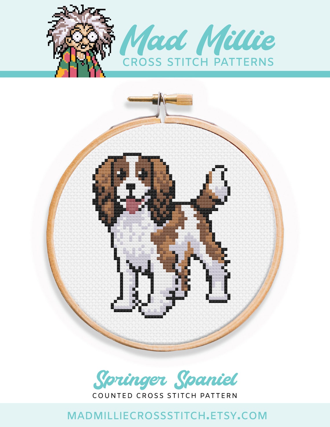Springer Spaniel Cross Stitch Pattern Brown White Spaniel 4 Cross ...