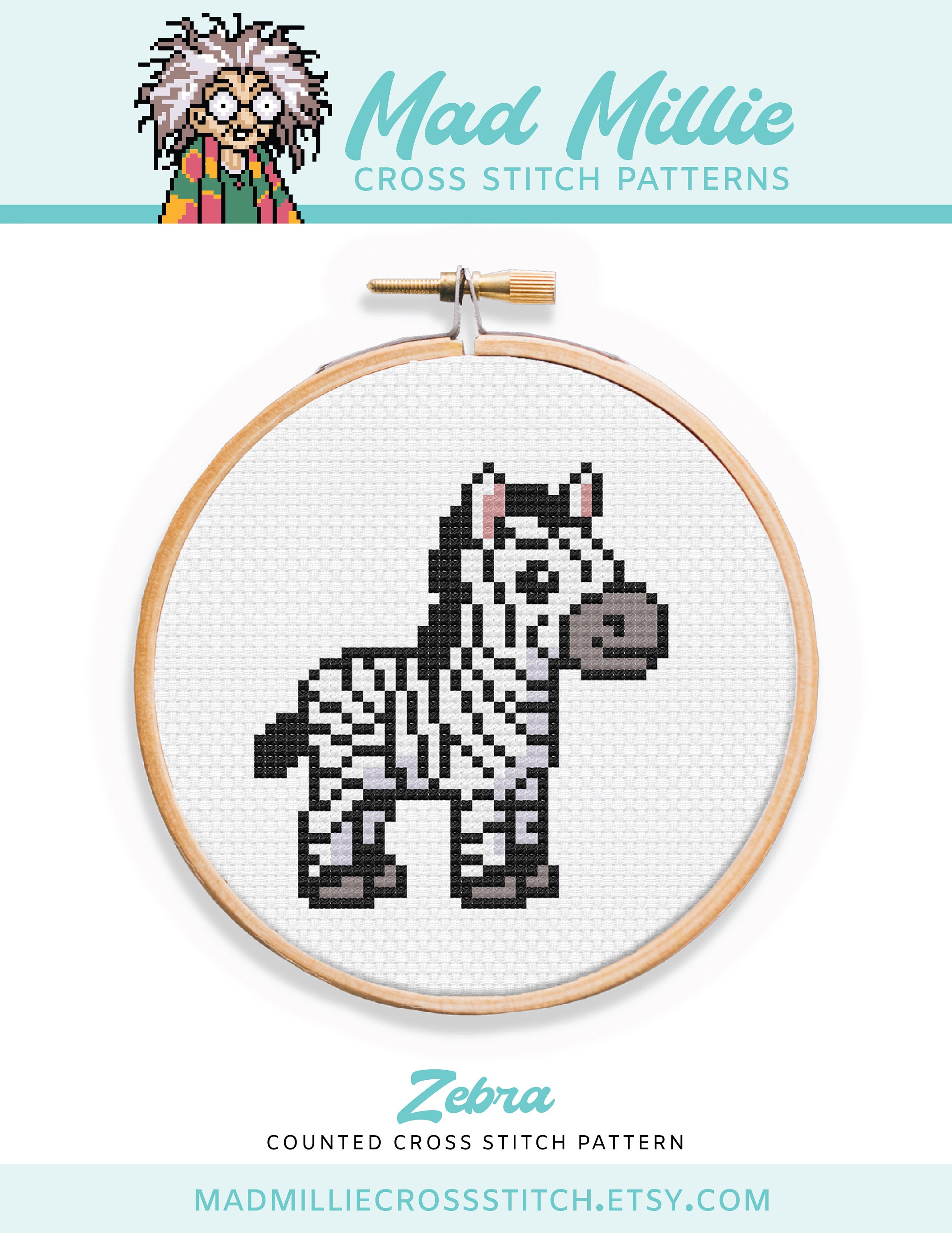 Zebra Cross Stitch Pattern Wild Animal Cross Stitch Pattern Cute ...