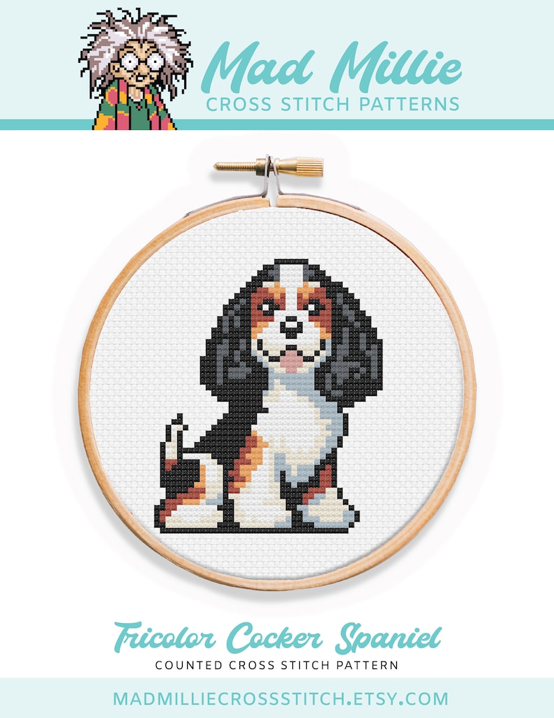 Cocker Spaniel Cross Stitch Pattern Tricolor English Cocker Spaniel 3 ...