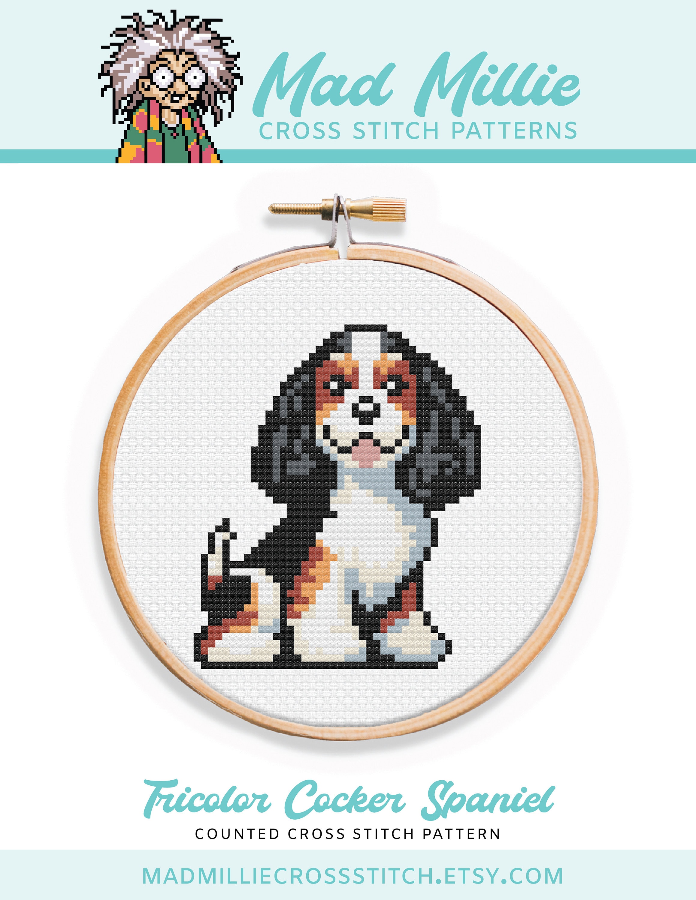 Cocker Spaniel Cross Stitch Pattern Tricolor English Cocker Spaniel 3 ...