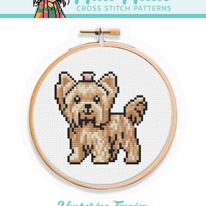 Yorkshire Terrier Cross Stitch Pattern Tiny Cute Yorkie Dog 2 Cross ...