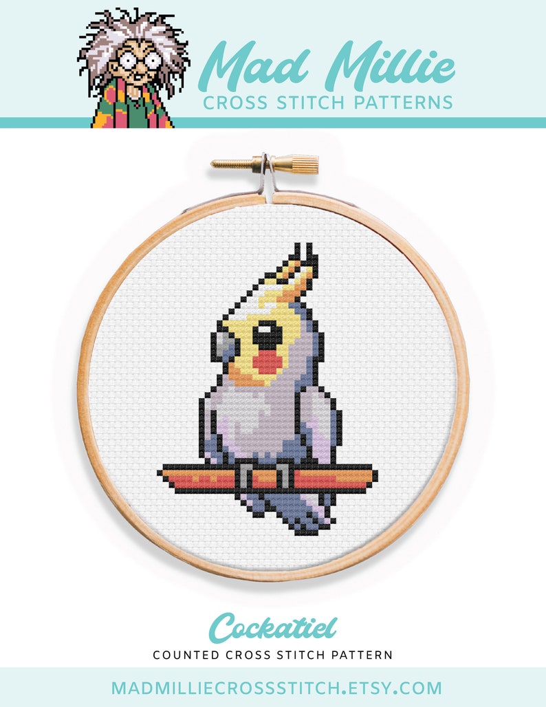 Cockatiel Cross Stitch Pattern Pet Bird Cross Stitch Pattern Parrot ...