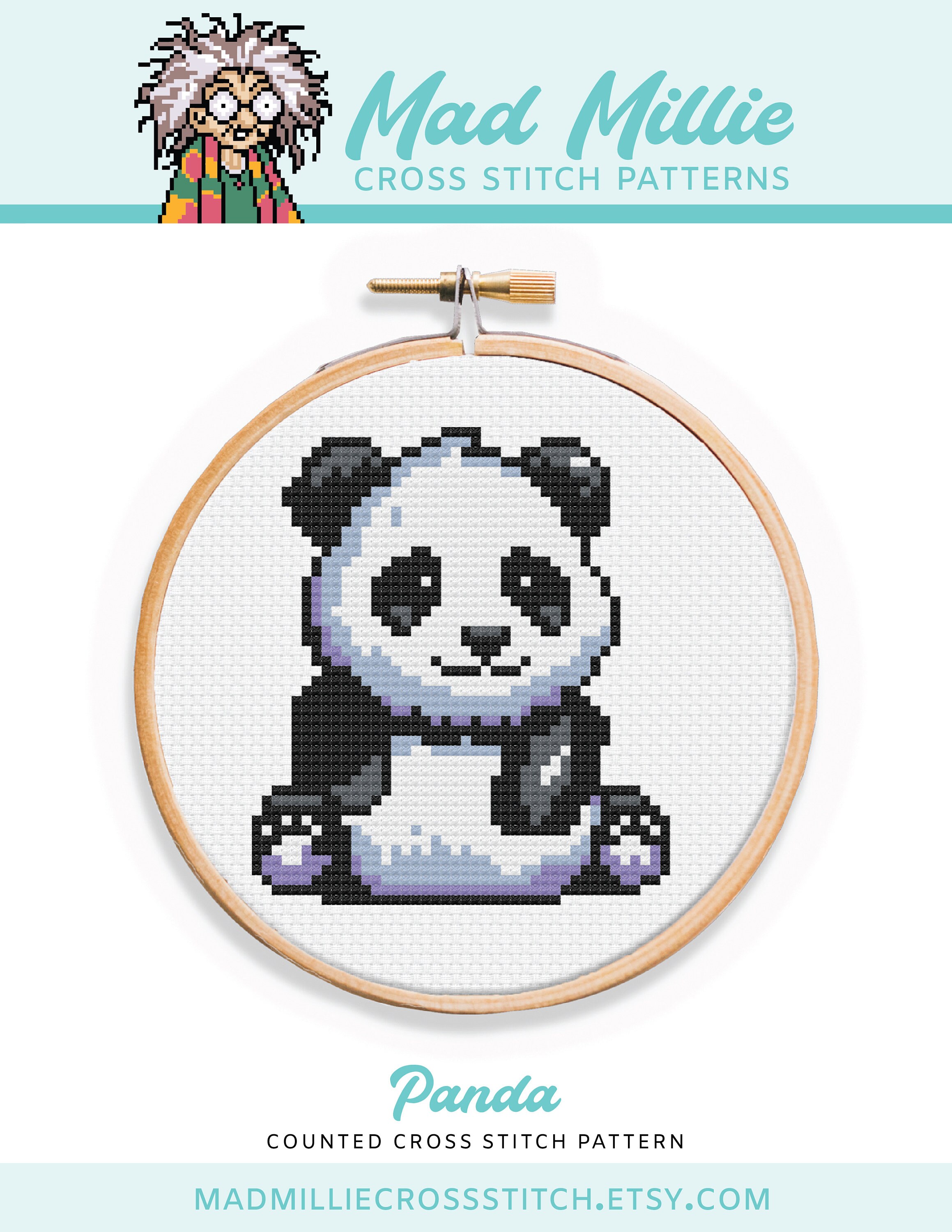Panda Cross Stitch Pattern Wild Animal Cross Stitch Pattern Chinese ...