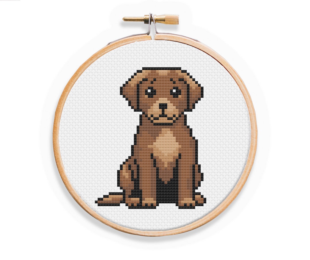 Chocolate Lab Cross Stitch Pattern Tiny Cute Brown Labrador Dog 3 Cross ...