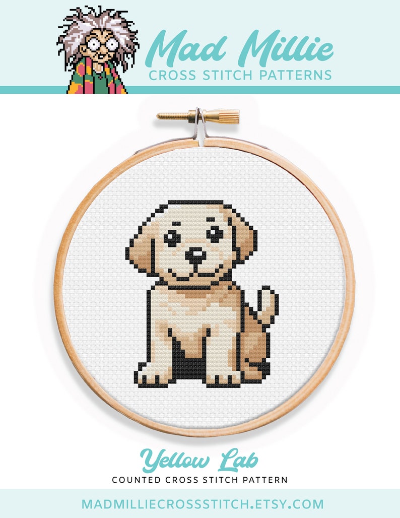 Yellow Lab Cross Stitch Pattern Tiny Cute Golden Labrador Dog 3 Cross ...