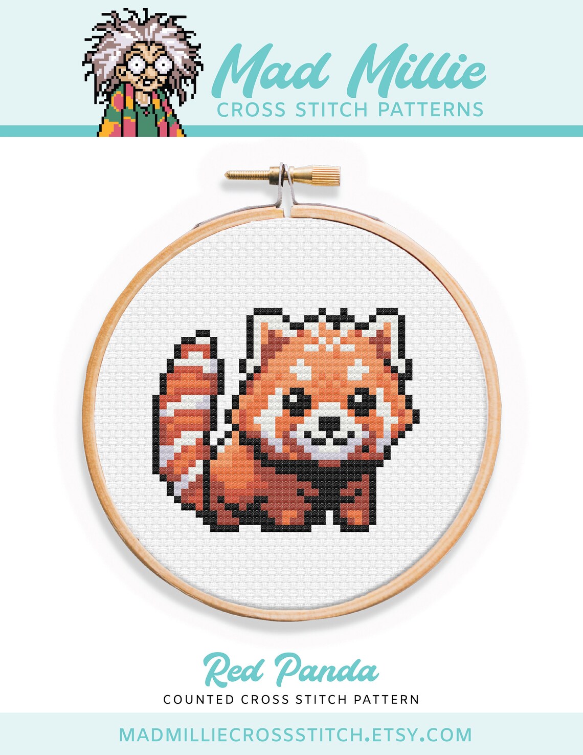 Red Panda Cross Stitch Pattern Wild Animal Cross Stitch Pattern Firefox ...