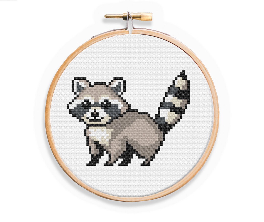 Raccoon Cross Stitch Pattern Very Cute Racoon Cross Stitch Pattern ...
