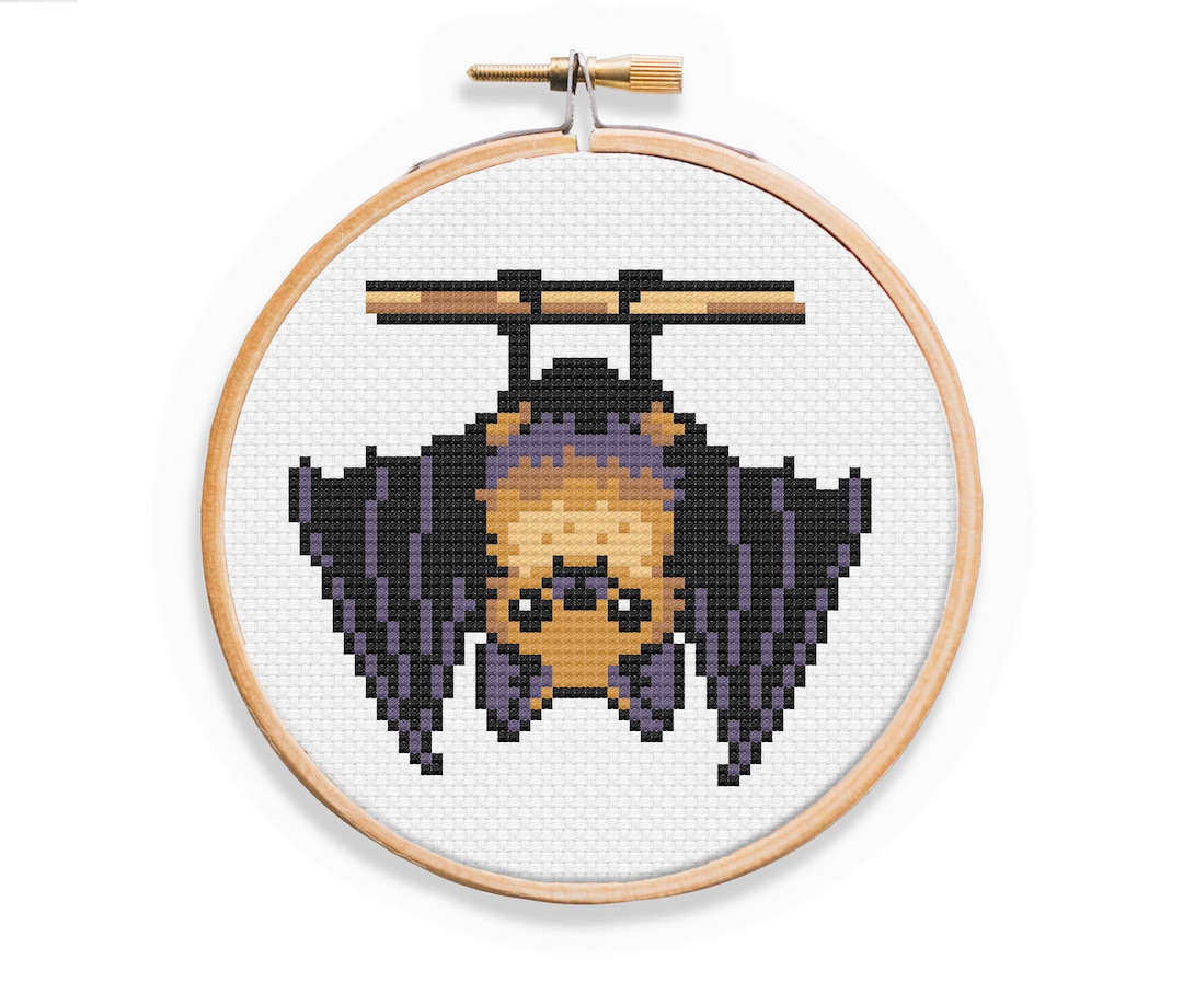 Bat Cross Stitch Pattern Wild Animal Cross Stitch Pattern Cute Vampire ...