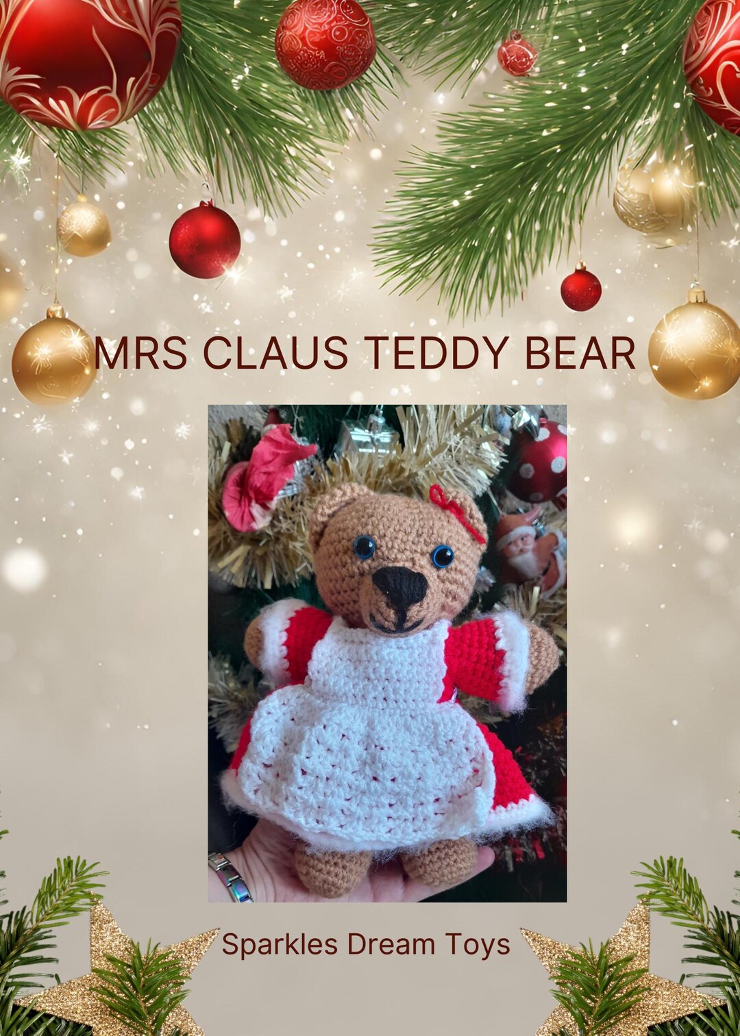 Teddy Bear Crochet PATTERN, Mrs Claus Teddy Bear, Pdf Download ...