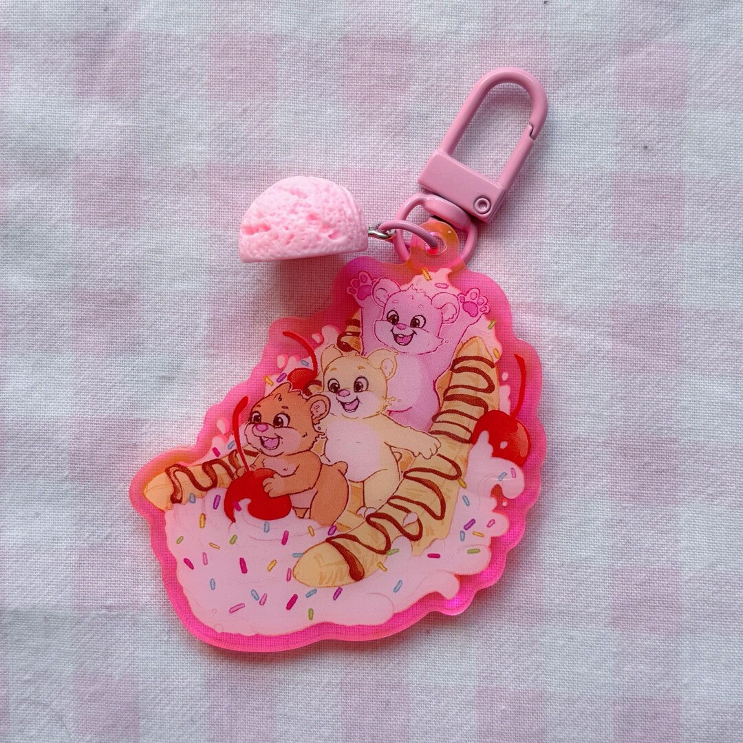 Semi-transparent Pink Neapolitan Ice Cream Bears Acrylic Charm With Ice ...