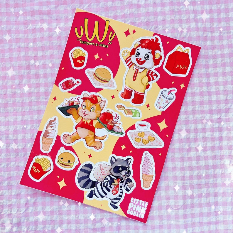 A6 UWU Burger Fast Food Sticker Sheet - Etsy