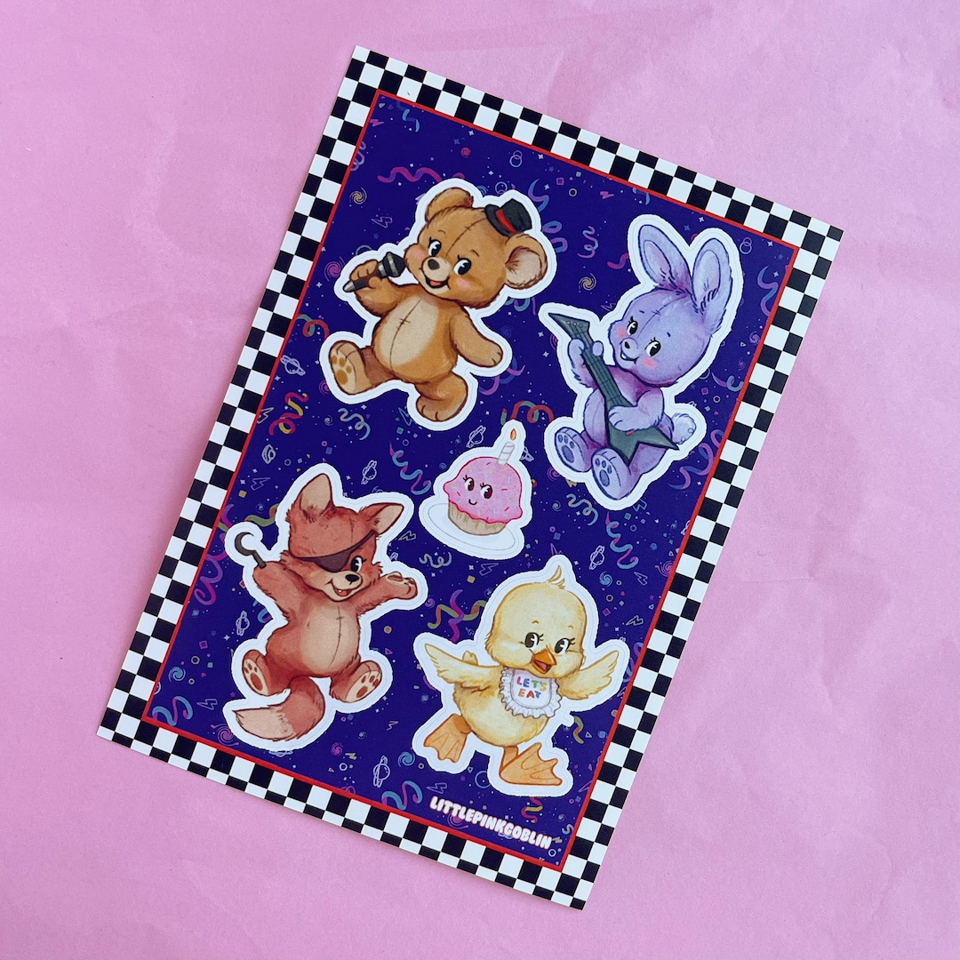 Cute Kitsch Spooky Pizza Animatronic Animals A6 Sticker Sheet - Etsy