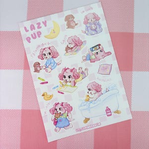 Lazy Pup Vinyl Planner Stickers A6 Puppycore Sticker Sheet - Etsy