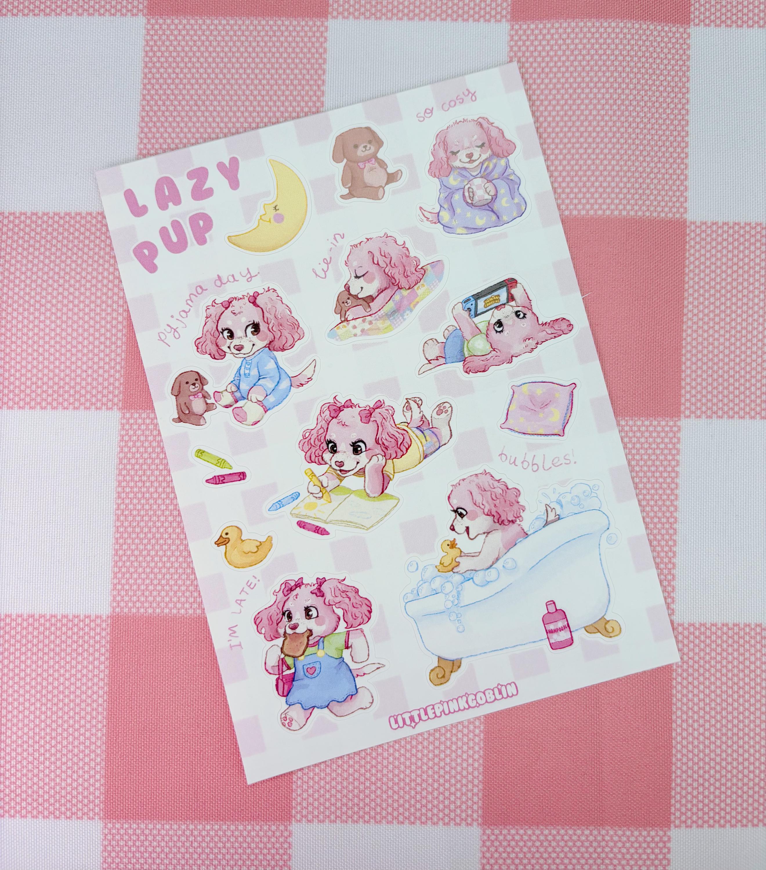 Lazy Pup Vinyl Planner Stickers A6 Puppycore Sticker Sheet - Etsy