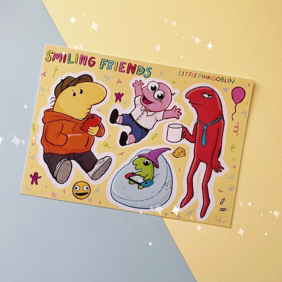 Smiling Critters Cartoon Friends Funny Sticker Sheet - Etsy