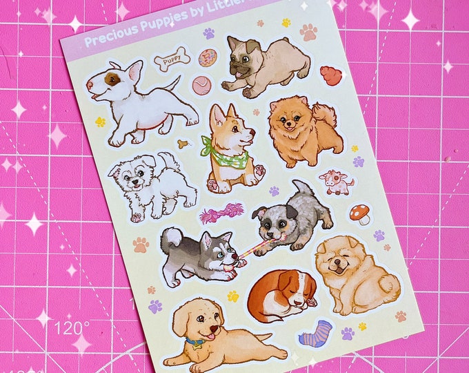 Cute Puppies Vinyl A6 Sticker Sheet - Etsy