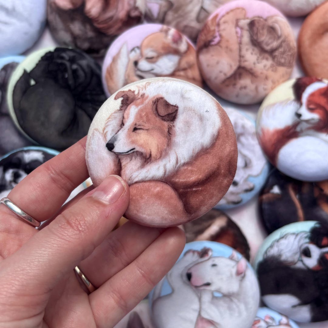 Shetland Sheepdog | Super Soft Plush Pin Badge Sleeping Dog Pin - Etsy