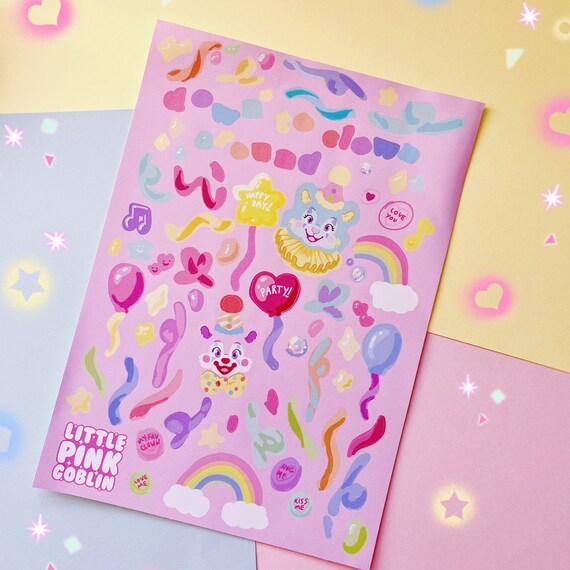 Party Kei Clowncore Deco Vinyl Sticker Sheet - Etsy