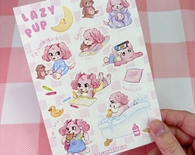 Lazy Pup Vinyl Planner Stickers A6 Puppycore Sticker Sheet - Etsy