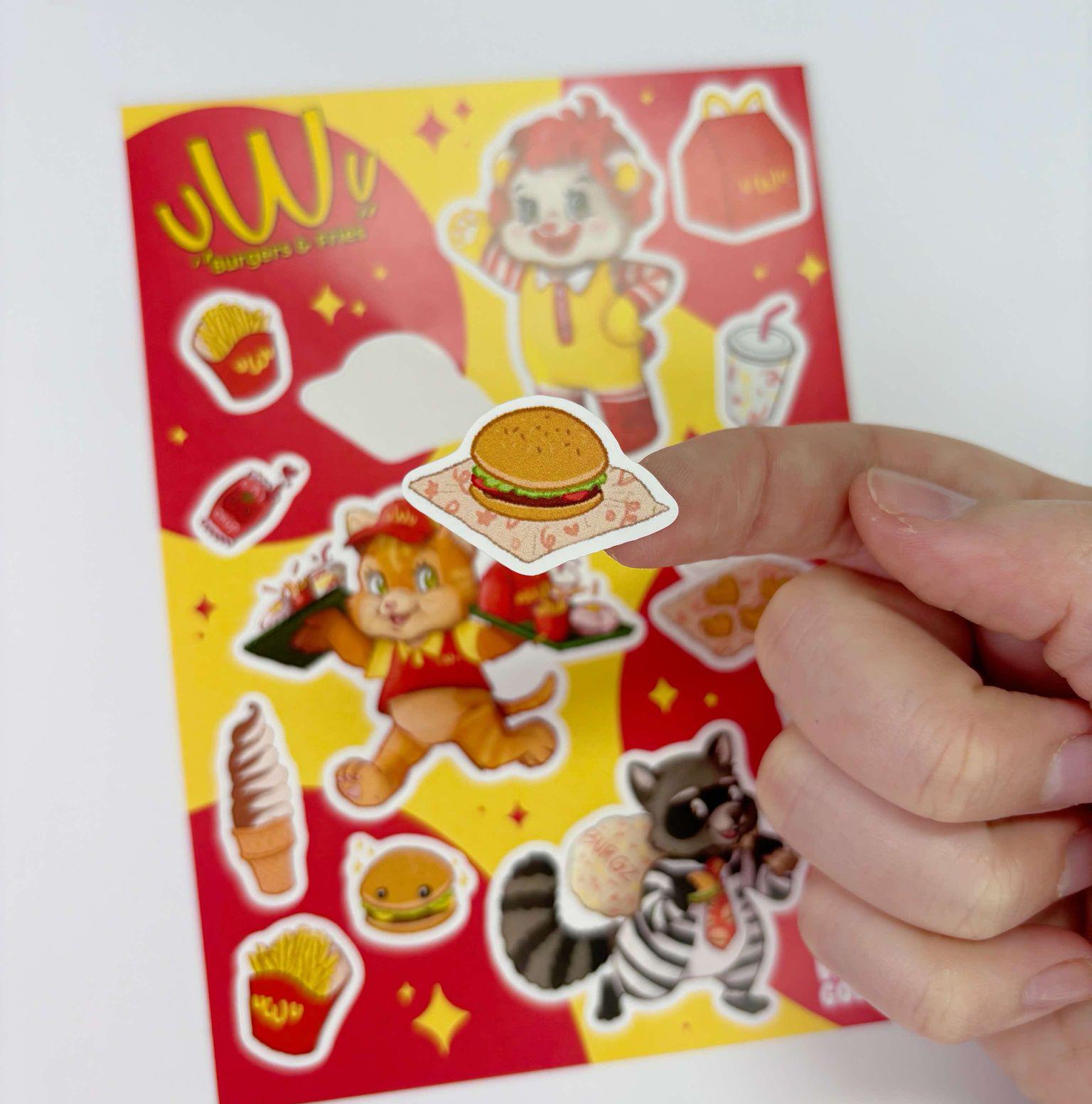A6 UWU Burger Fast Food Sticker Sheet - Etsy