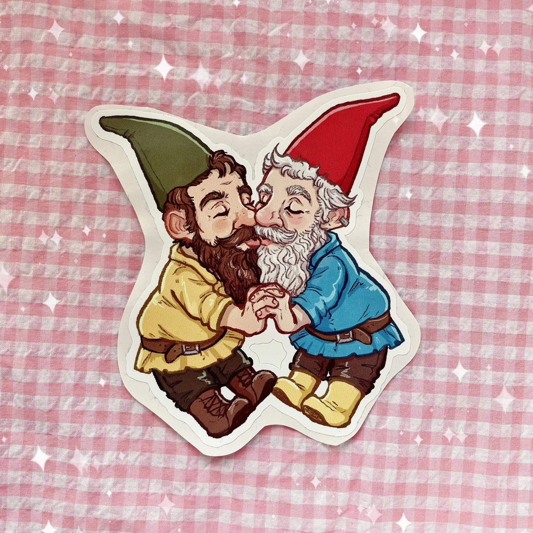 Kissing Gnomes Vinyl Sticker - Etsy