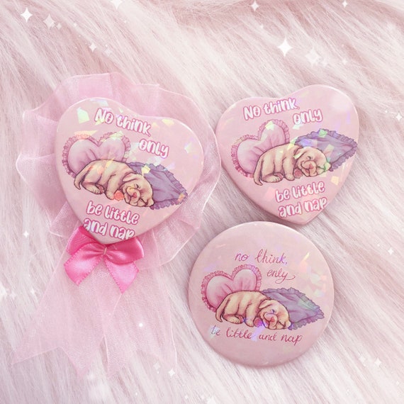Pastel Pink Little Puppy Babycore Button Badge Rosette no | Etsy