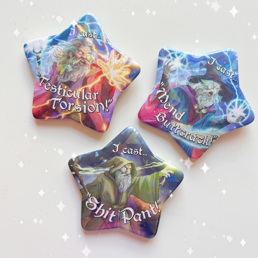 Silly Wizard Spells Holographic Button Badge Collection - Etsy