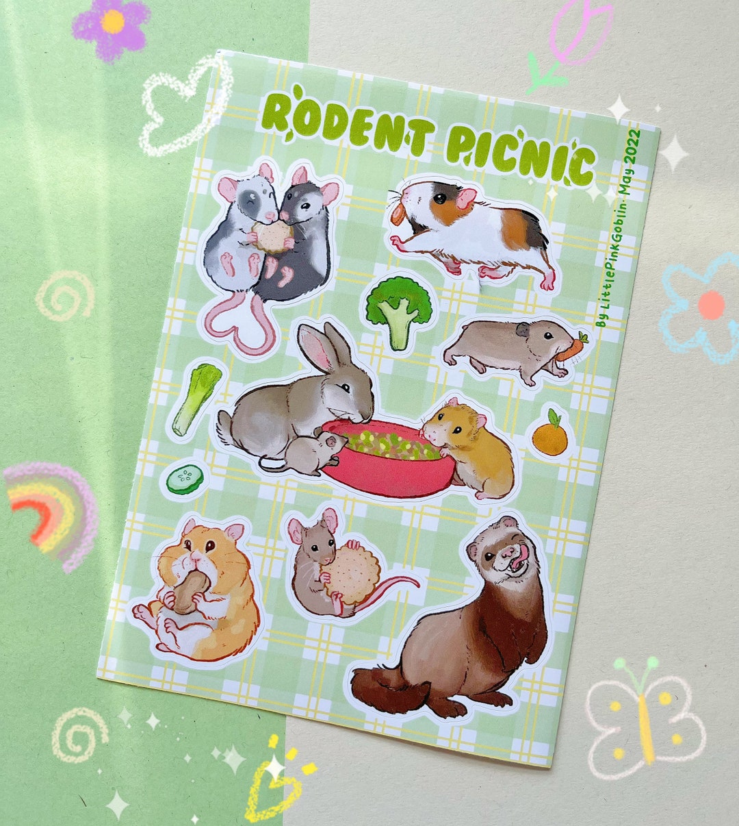Rodent Picnic A6 Glossy Sticker Sheet - Etsy