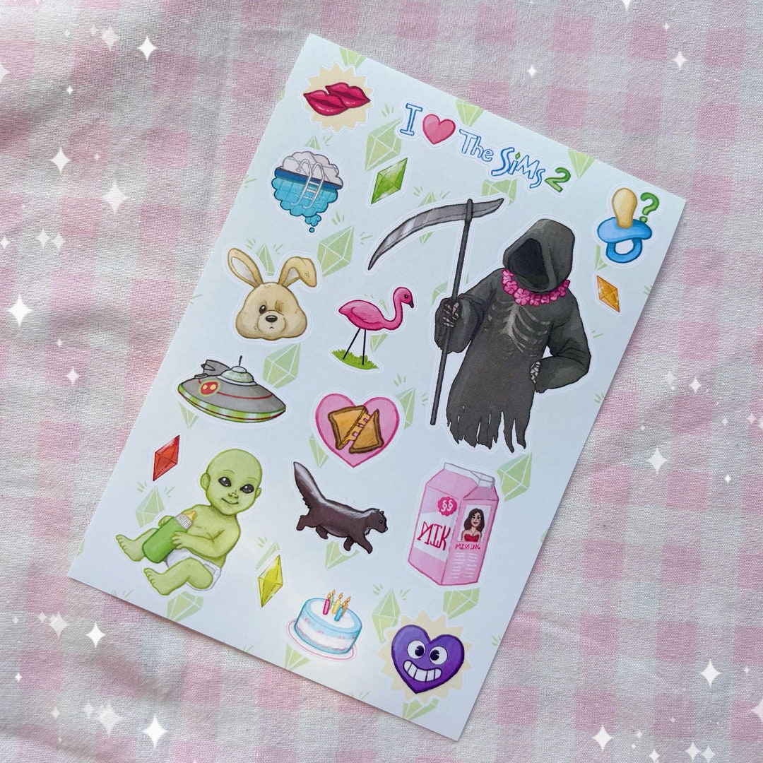 The Sims 2 Themed A6 Vinyl Sticker Sheet - Etsy