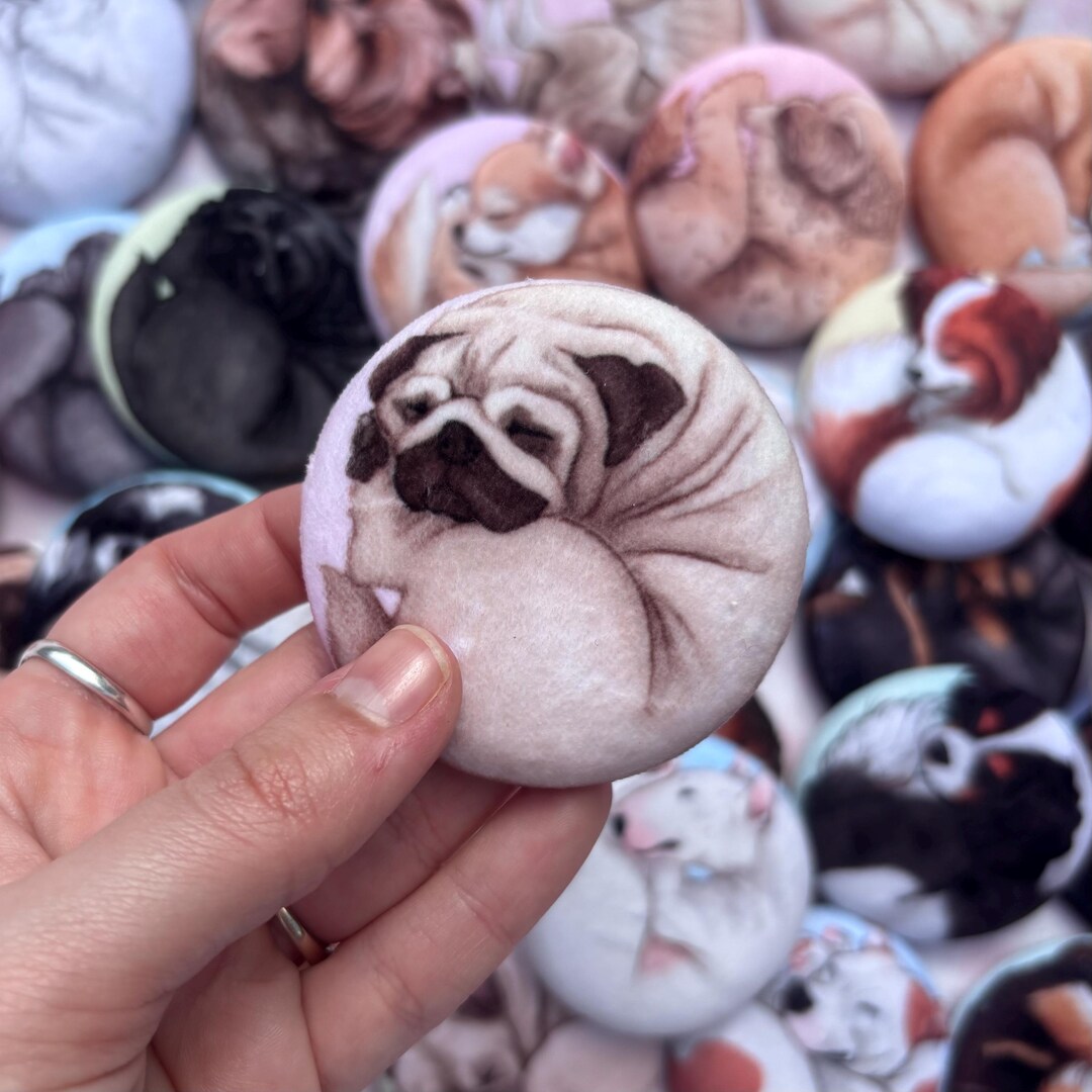 Pug | Super Soft Plush Pin Badge Sleeping Dog Pin - Etsy