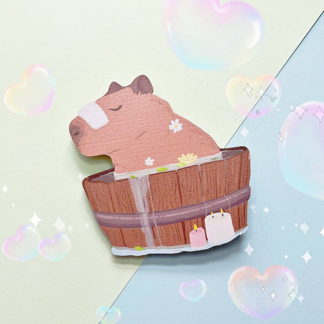 Bathing Capybara Wooden Brooch Pin - Etsy
